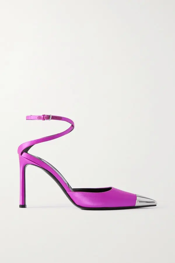 SERGIO ROSSI Area Metal-trimmed Satin Pumps