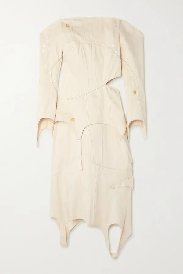 Acne Studios Off-the-shoulder Cutout Cotton-twill Midi Dress