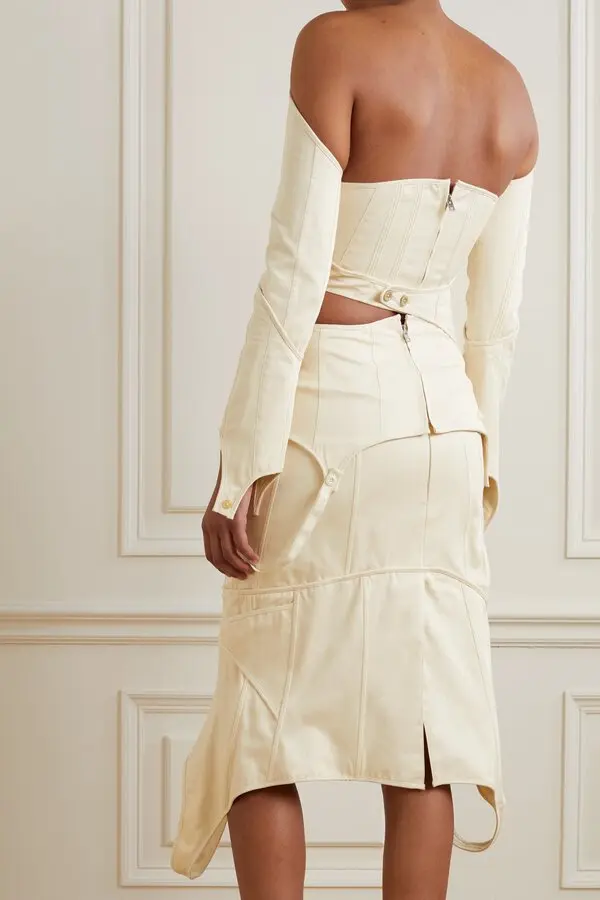 Acne Studios Off-the-shoulder Cutout Cotton-twill Midi Dress
