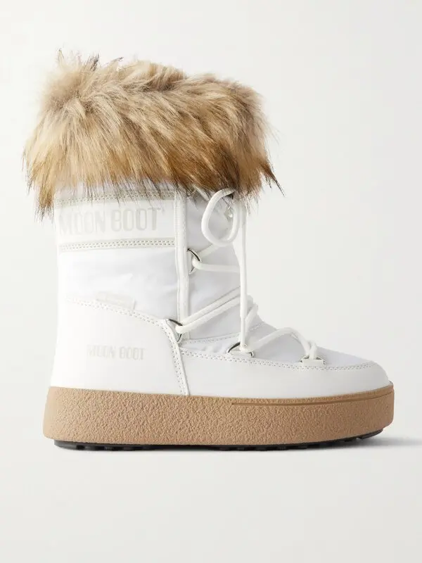 Moon Boot Ltrack Monaco Faux Fur-trimmed Snow Boots - White