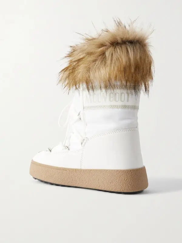 Moon Boot Ltrack Monaco Faux Fur-trimmed Snow Boots - White