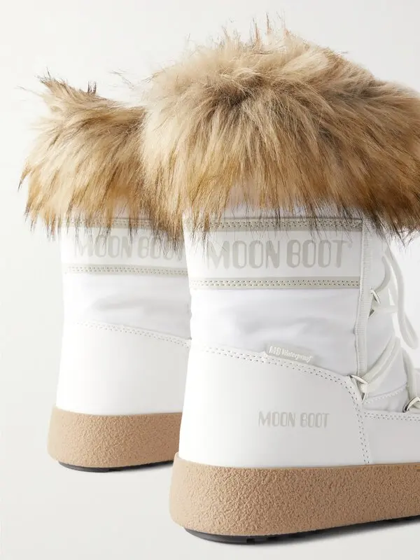 Moon Boot Ltrack Monaco Faux Fur-trimmed Snow Boots - White