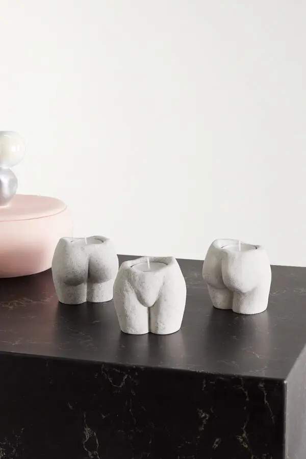 Anissa Kermiche Rock Bottom Set Of Three Speckled Ceramic Tea Light Holders