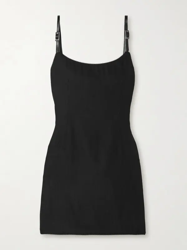 Acne Studios Buckled Leather-trimmed Mini Dress - Black