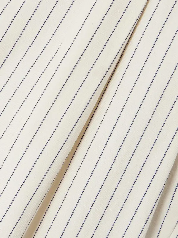 FRAME Pleated Pinstriped Cotton-blend Drill Shorts