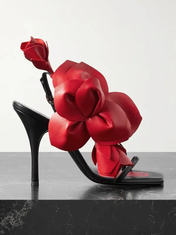 Magda Butrym Embellished Leather Sandals - Red