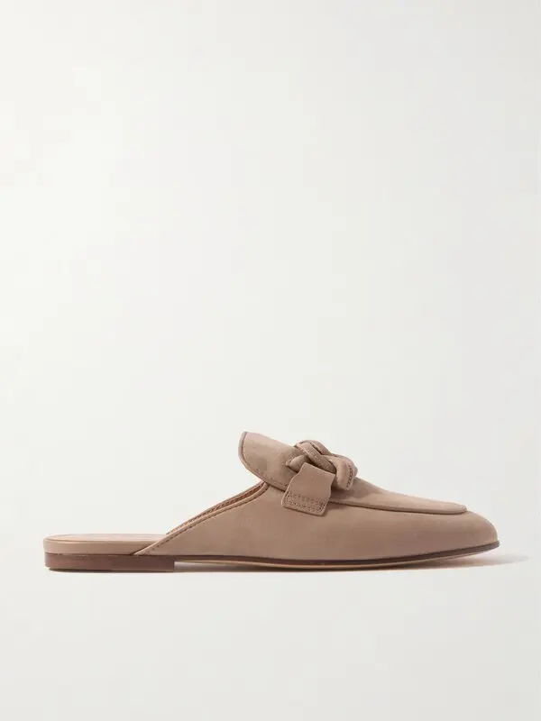 TOD'S Embellished Leather Slippers