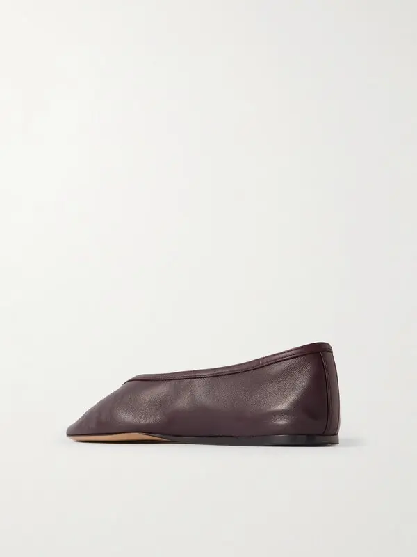 Le Monde Beryl Luna Leather Pointed Toe Ballet Flats - Burgundy