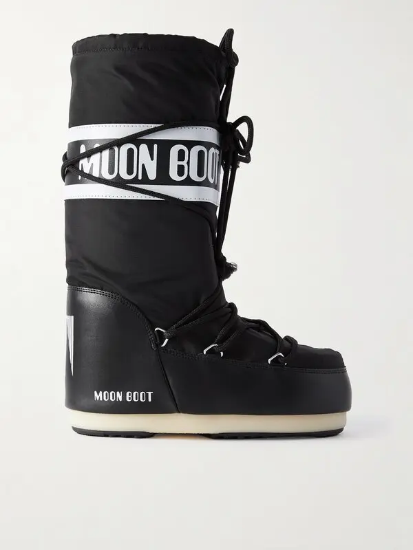 Moon Boot Icon Shell And Leather-like Snow Boots - Black