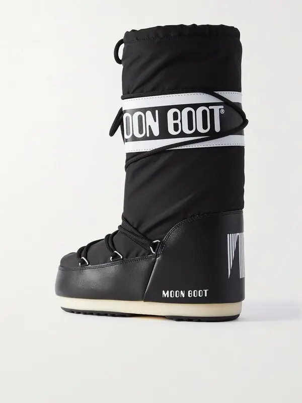 Moon Boot Icon Shell And Leather-like Snow Boots - Black