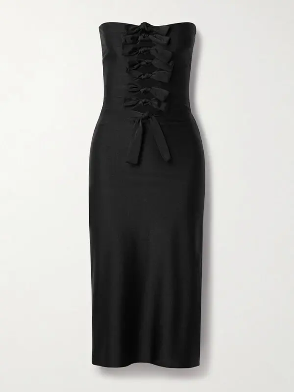 Coperni Strapless Knotted Cutout Midi Dress - Black