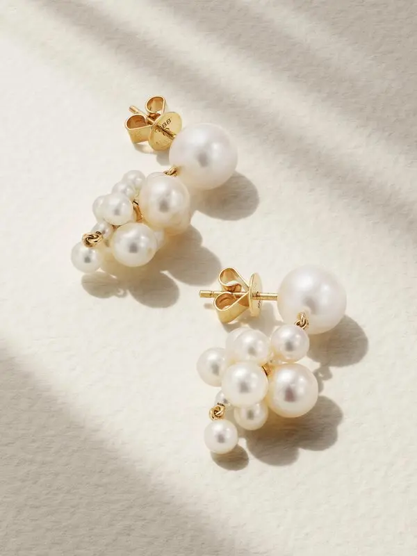 Sophie Bille Brahe Botticelli Pearl Earrings - Gold