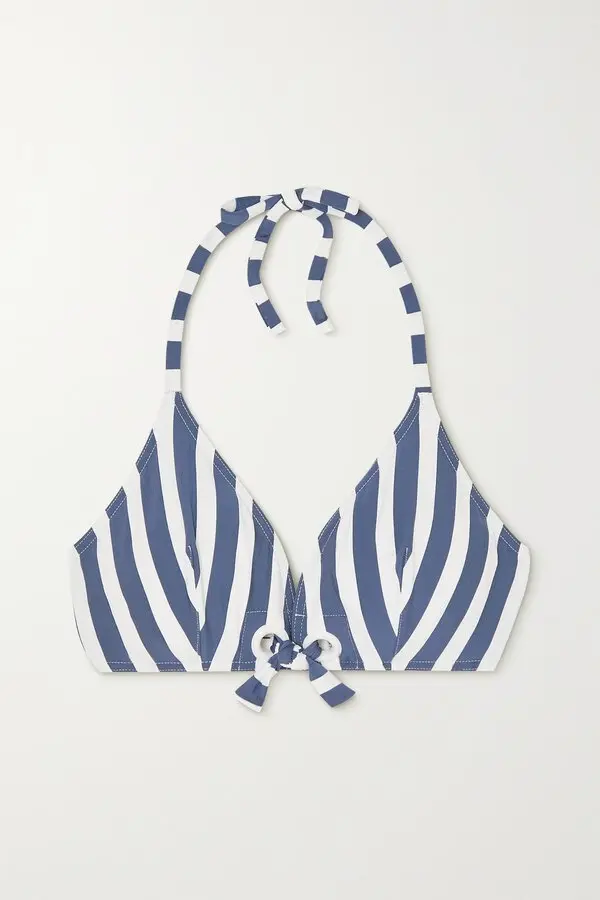 ERES Samba Mucho Eyelet-embellished Striped Triangle Bikini Top - Blue
