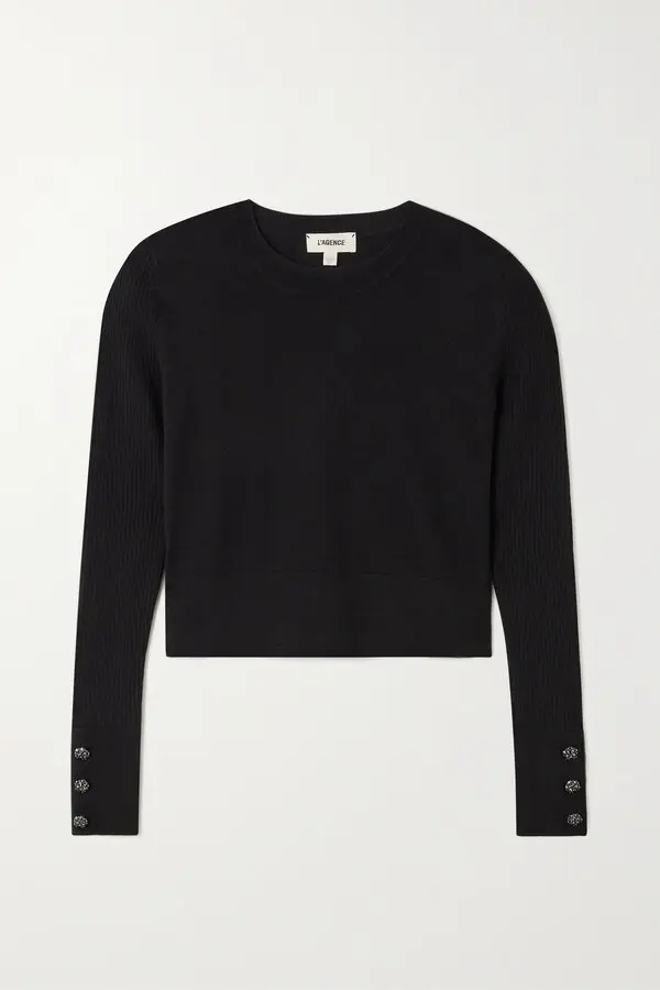 L'Agence Sky Cropped Knitted Top