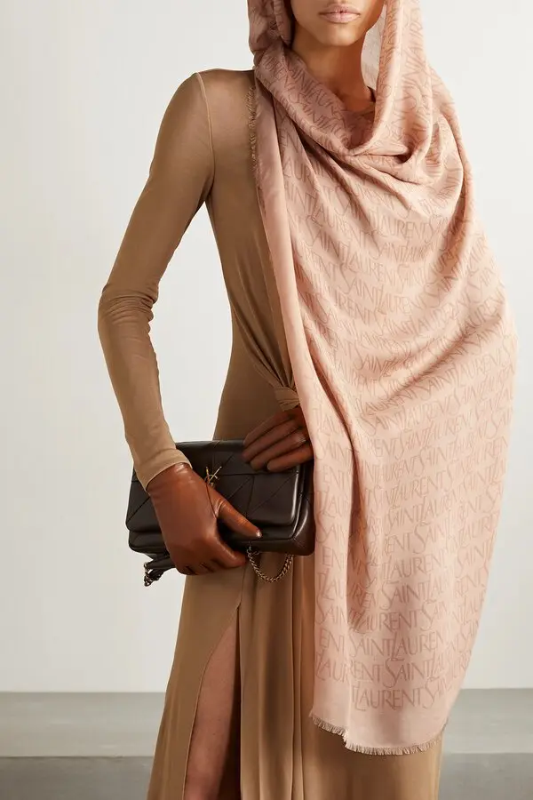 Saint Laurent Printed Modal And Cashmere-blend Twill Scarf - Neutrals