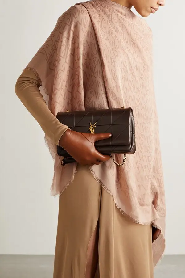 Saint Laurent Printed Modal And Cashmere-blend Twill Scarf - Neutrals