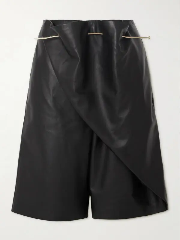 Loewe Embellished Draped Leather Shorts