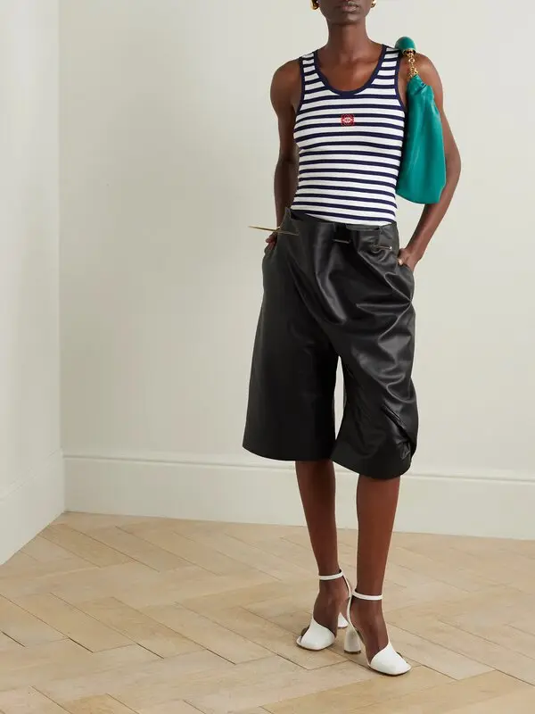 Loewe Embellished Draped Leather Shorts