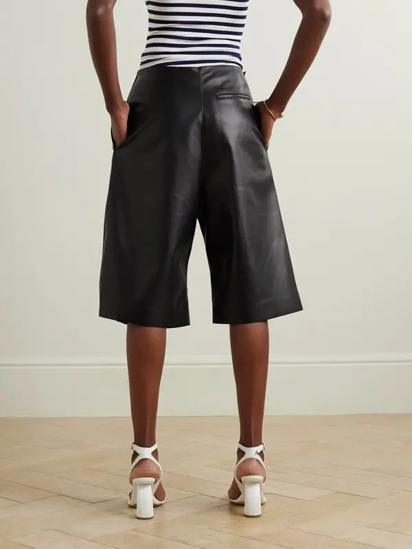 Loewe Embellished Draped Leather Shorts