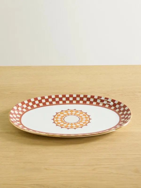 La DoubleJ Gold-plated Porcelain Platter - Orange