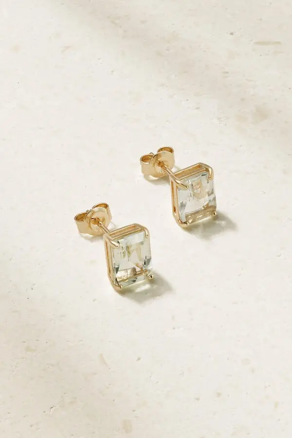 Mateo 14-karat Emerald-cut Amethyst Stud Earrings - Gold