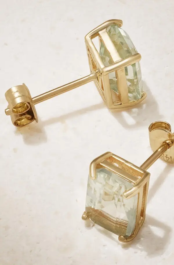 Mateo 14-karat Emerald-cut Amethyst Stud Earrings