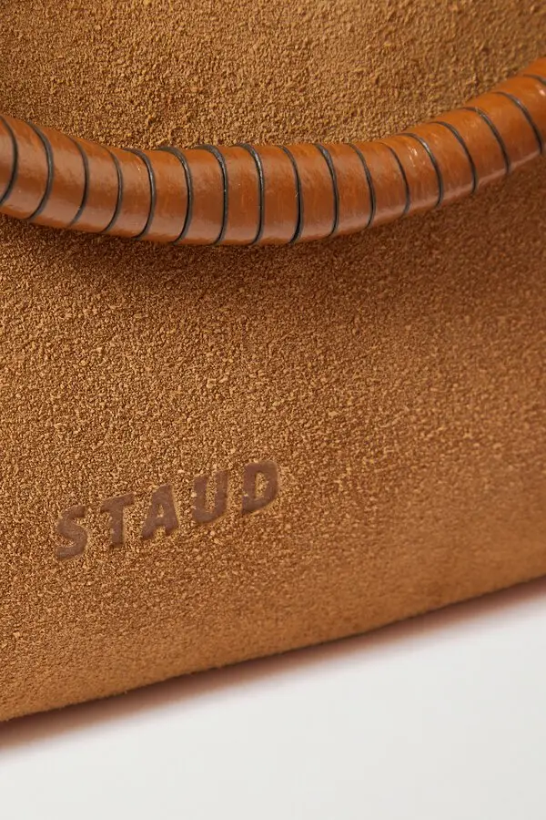 Staud Valerie Leather-trimmed Suede Shoulder Bag - Brown