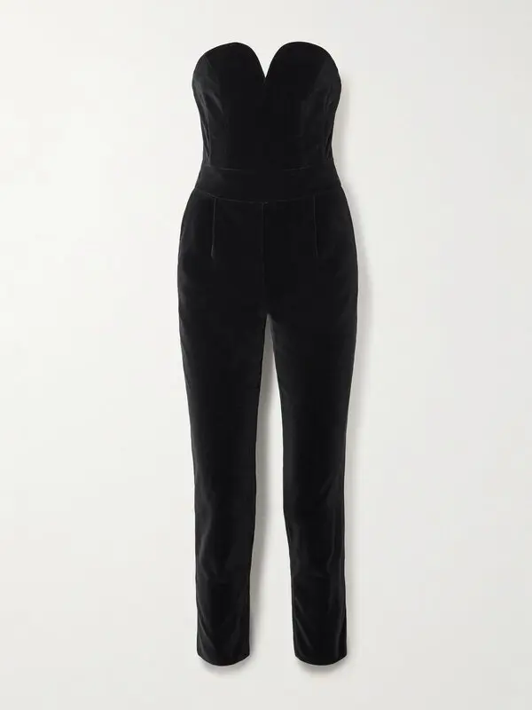 BLAZÉ MILANO Clyde Strapless Velvet Jumpsuit - Black