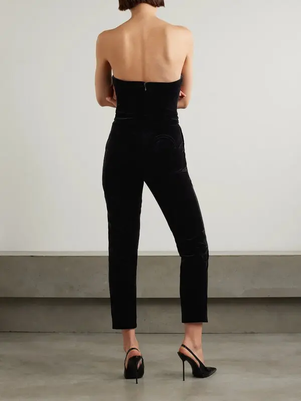 BLAZÉ MILANO Clyde Strapless Velvet Jumpsuit