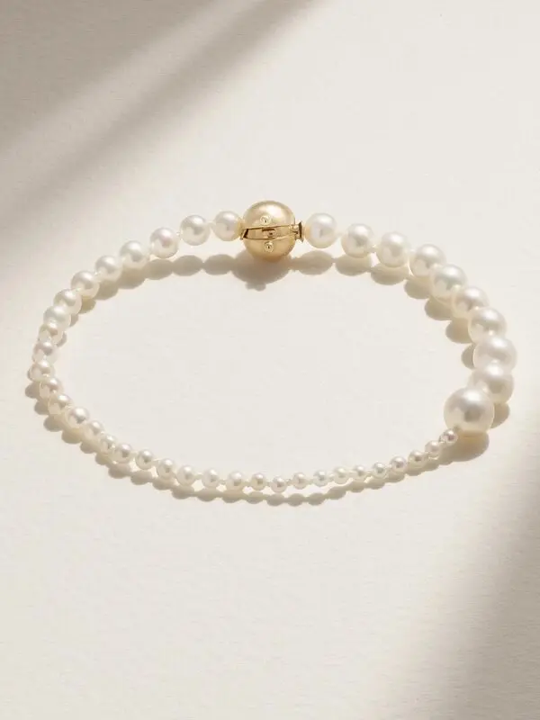 Sophie Bille Brahe 14k Gold And Pearl Bracelet - White