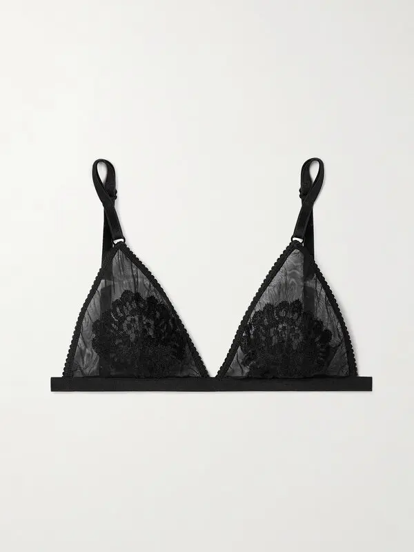 Dolce & Gabbana Tulle And Lace Soft-cup Triangle Bra - Black