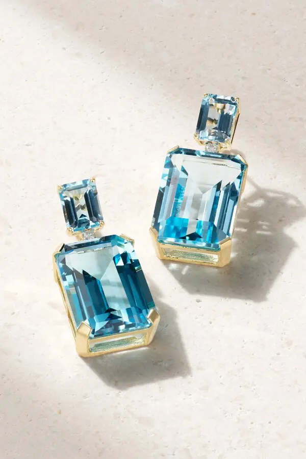 Mateo 14-karat Topaz And Diamond Dangle Earrings - Gold