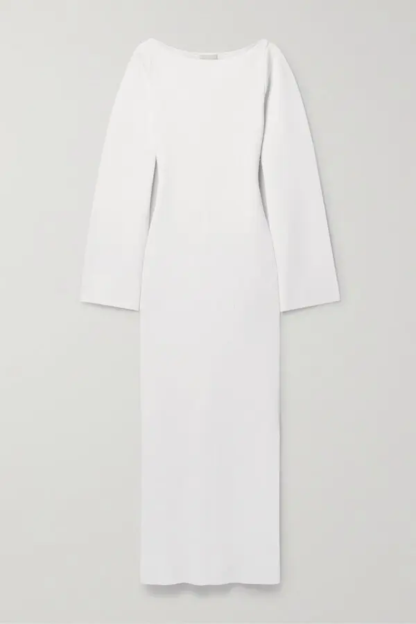 Khaite Alta Ribbed-knit Maxi Dress - White