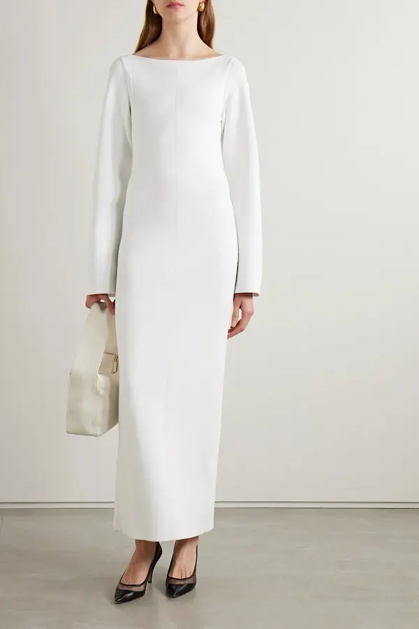 Khaite Alta Ribbed-knit Maxi Dress - White