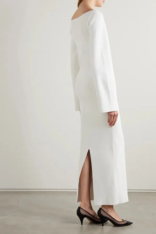 Khaite Alta Ribbed-knit Maxi Dress - White
