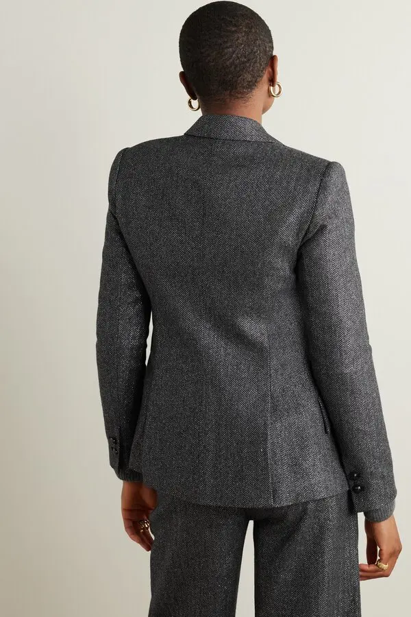 L'Agence Chamberlain Metallic Herringbone Wool-blend Blazer