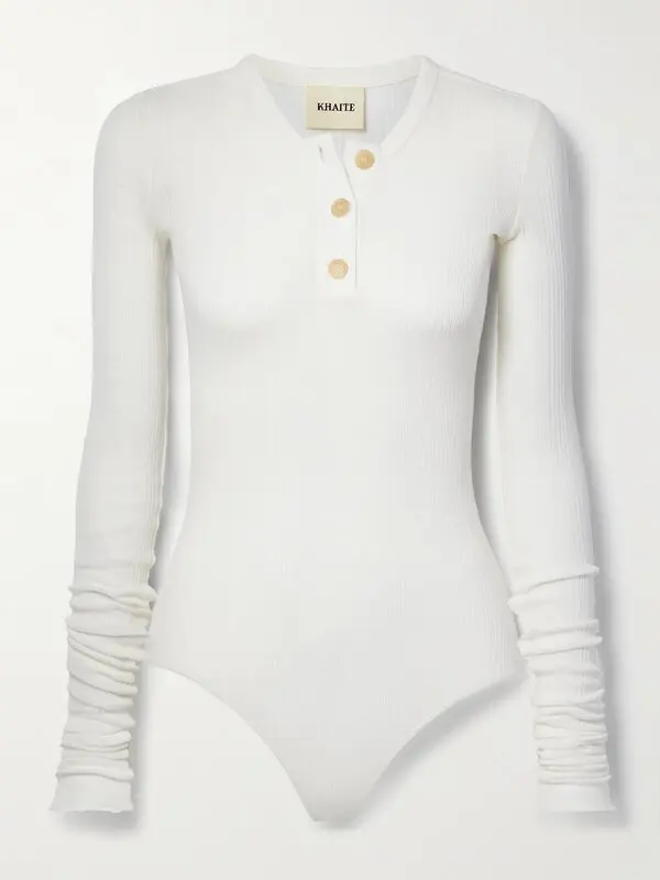Khaite Janelle Ribbed Bodysuit - Neutrals