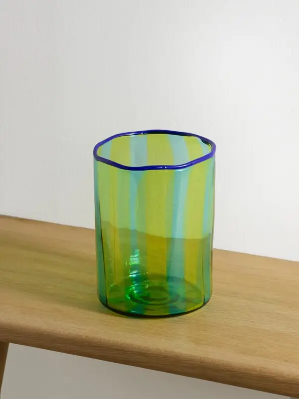 La DoubleJ Torretta Striped Murano Glass Vase - Green
