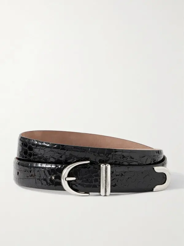Khaite Bambi Croc-effect Leather Belt - Black