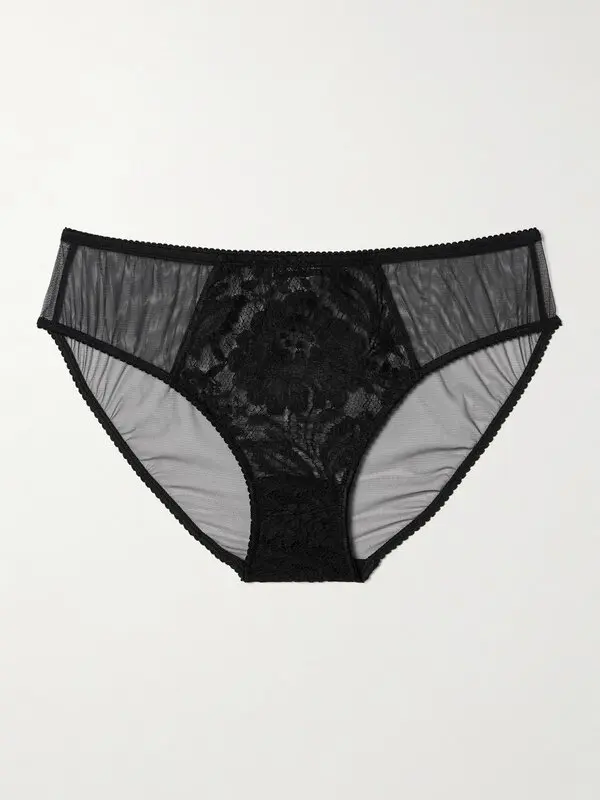 Dolce & Gabbana Tulle And Lace Briefs - Black