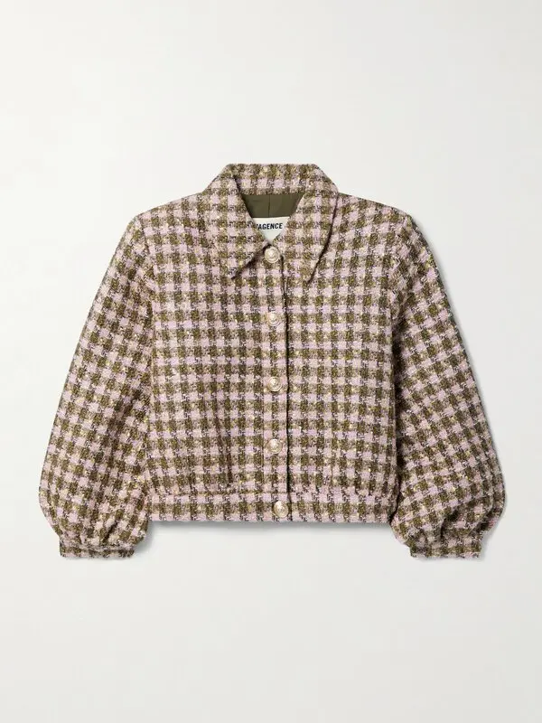 L'Agence Bridges Cropped Metallic Tweed Jacket