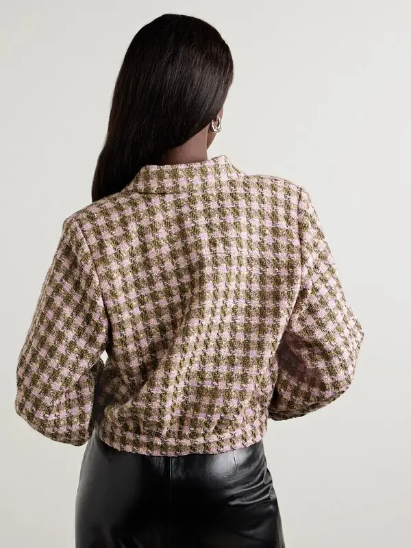 L'Agence Bridges Cropped Metallic Tweed Jacket