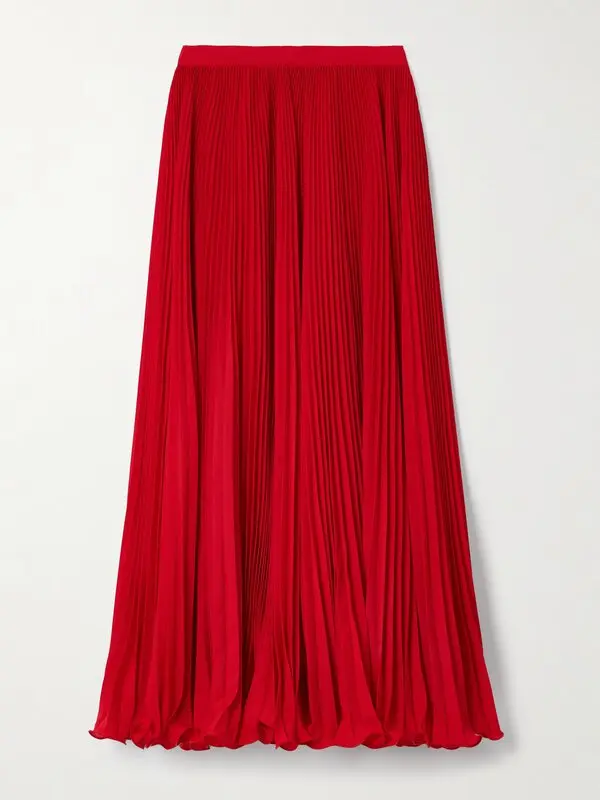 Balmain Pleated Crepe Maxi Skirt