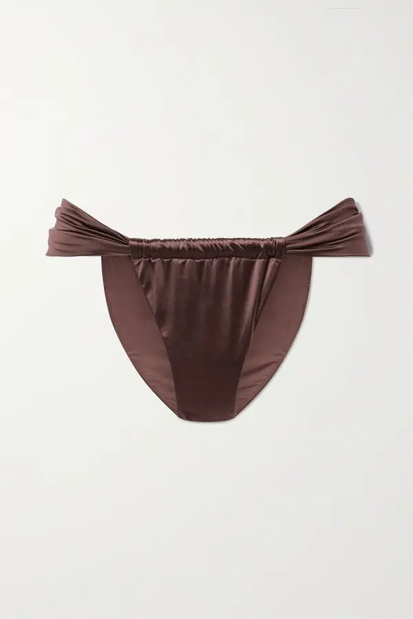Good American Bali Stretch-satin Bikini Briefs - Brown