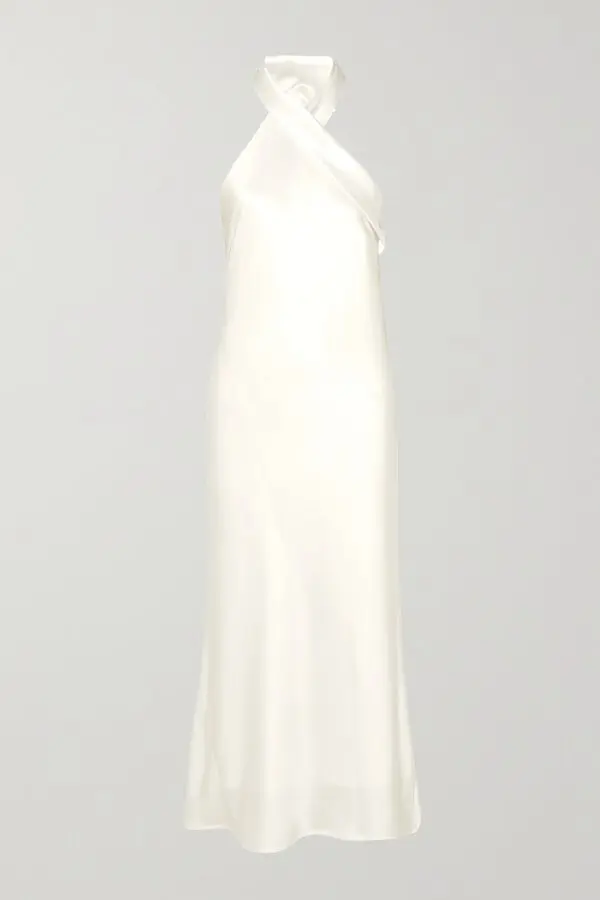 Galvan Pandora Satin Halterneck Midi Dress