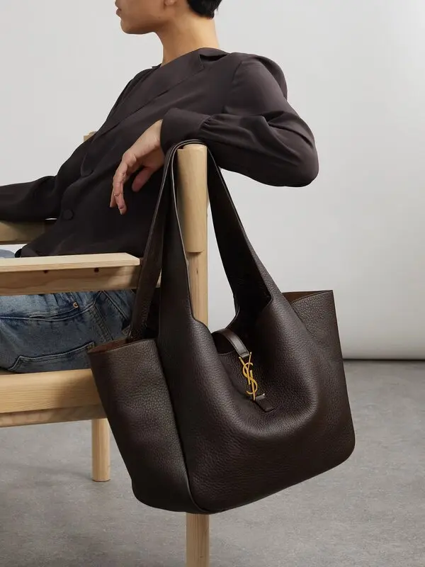 Saint Laurent Le 5 À 7 Bea Textured-leather Tote - Brown