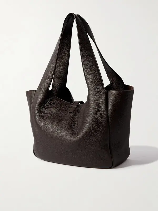 Saint Laurent Le 5 À 7 Bea Textured-leather Tote - Brown