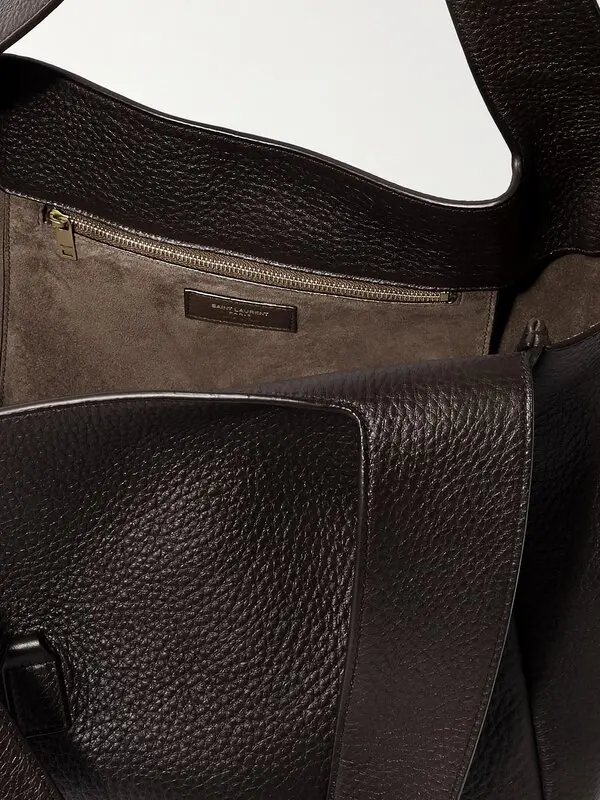 Saint Laurent Le 5 À 7 Bea Textured-leather Tote - Brown