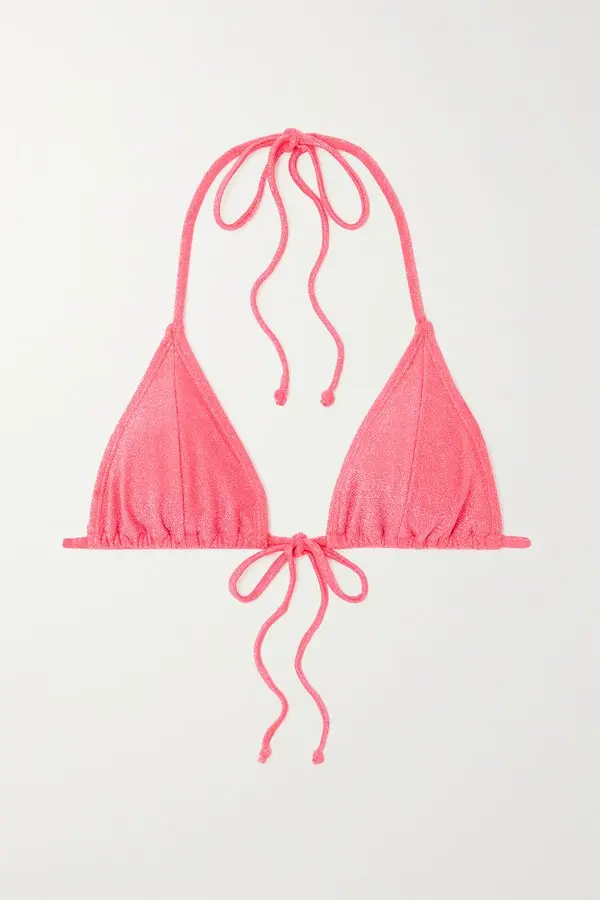 Good American Sparkle Metallic Triangle Bikini Top - Pink