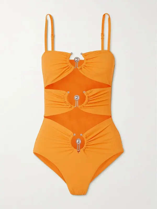 Christopher Esber Cutout Embellished One-piece Swimsuit - Yellow
